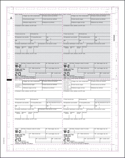 Pressure Seal W2 Forms - 4up V1 - 11" V Fold - Discount Tax Forms