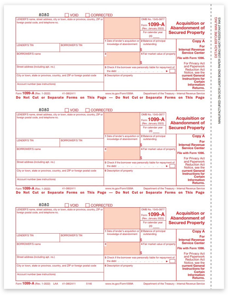 1099A Tax Forms For Secured Property DiscountTaxForms