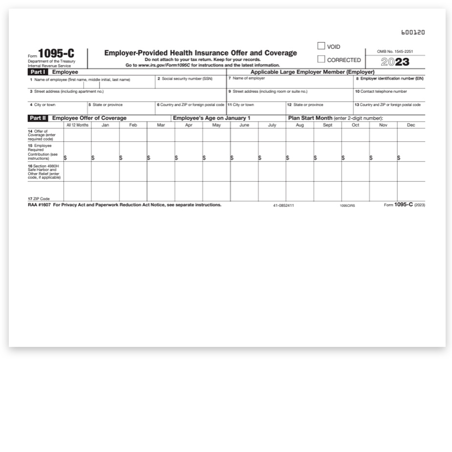 1095-C Form - IRS Half Sheet Format - Discount Tax Forms