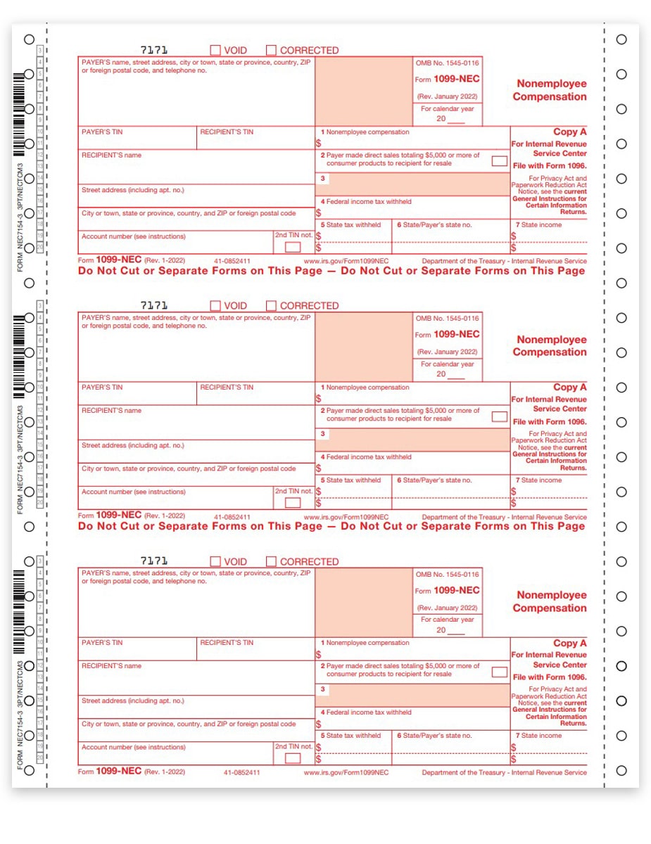 1099NEC Tax Forms Carbonless Continuous - DiscountTaxForms.com 1099NEC Tax Forms Carbonless Continuous - DiscountTaxForms.com