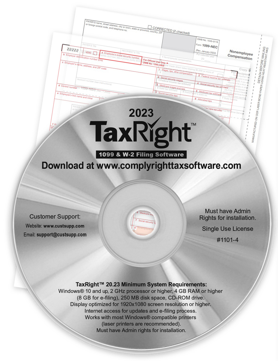 TaxRight 1099 & W2 Software with E-iling - 11 Most Common Forms ...