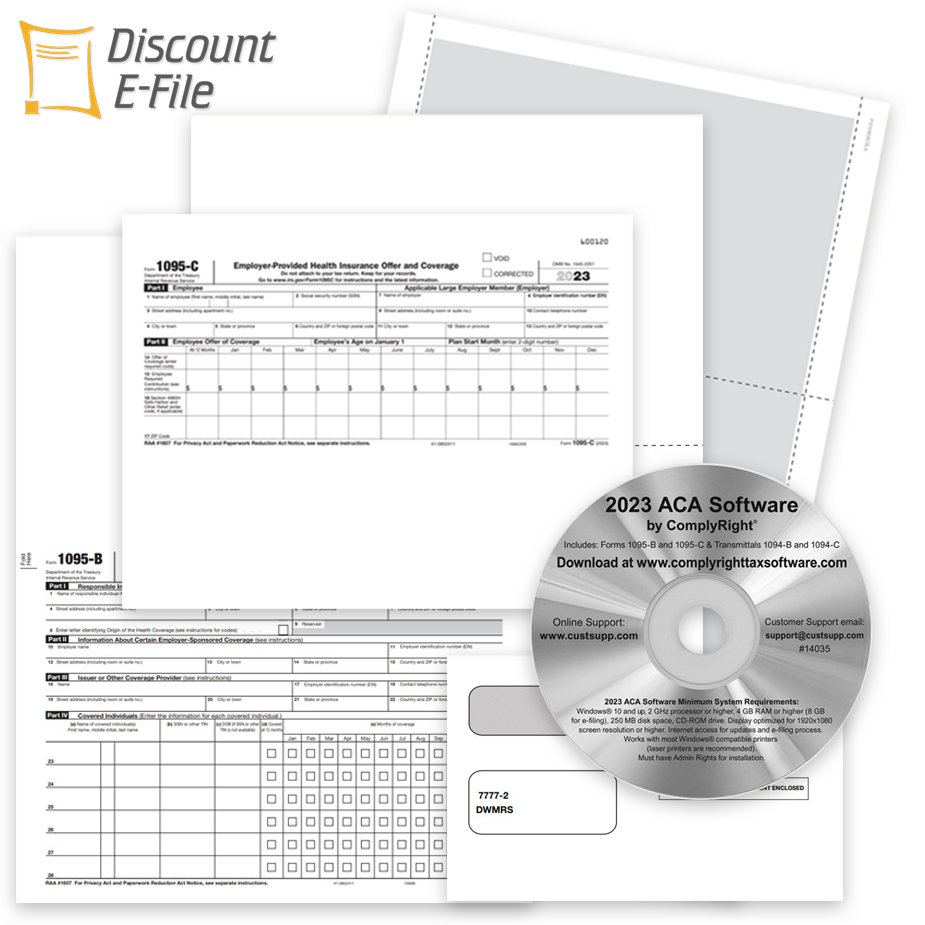 ACA 1095 Filing - Forms, Envelopes, Software - DiscountTaxForms.com