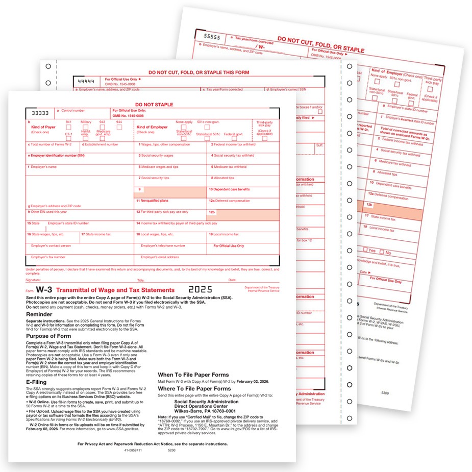 W3 Transmittal Summary Forms for W2 Filing - Discount Tax Forms